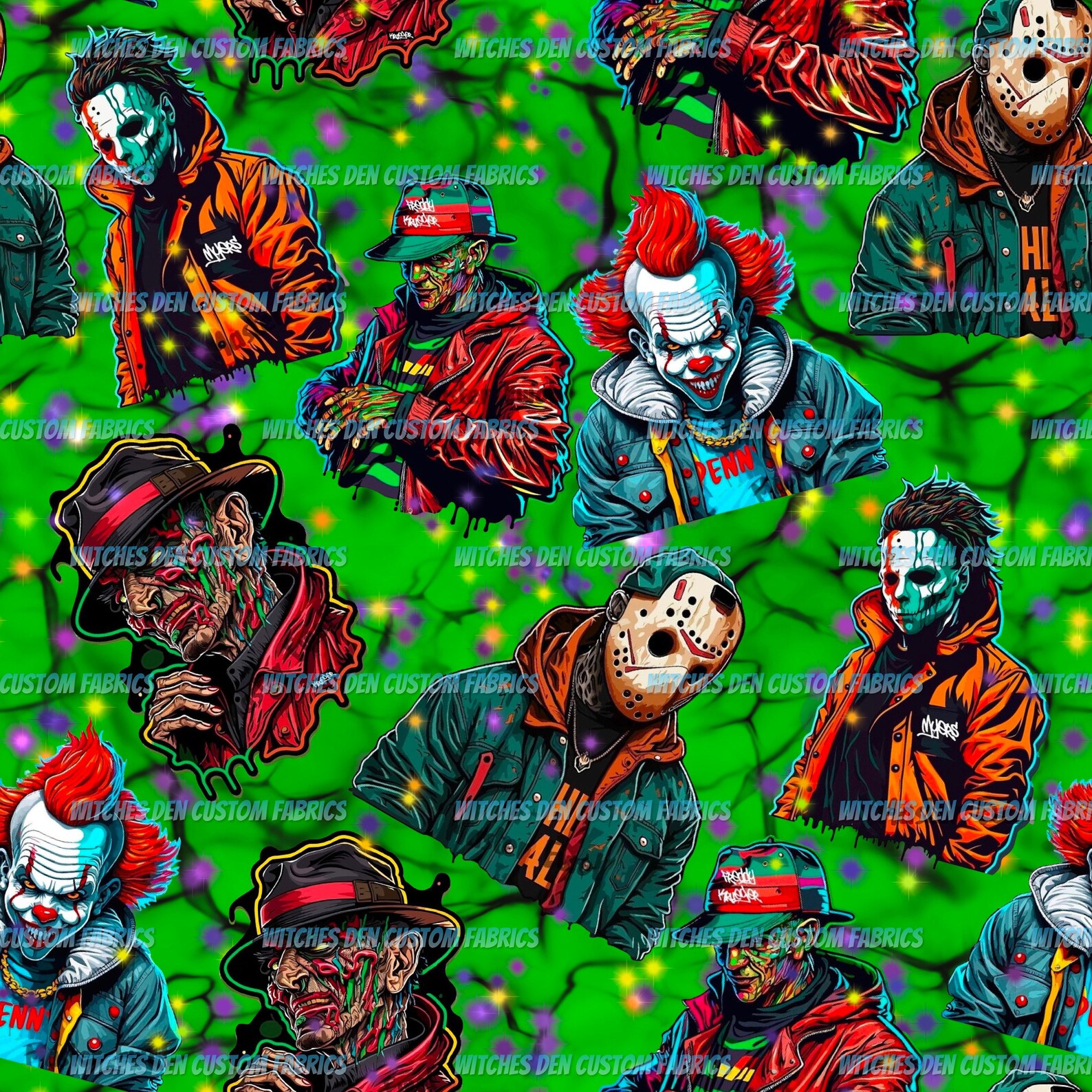 Halloween Horror Crew Seamless File - Etsy