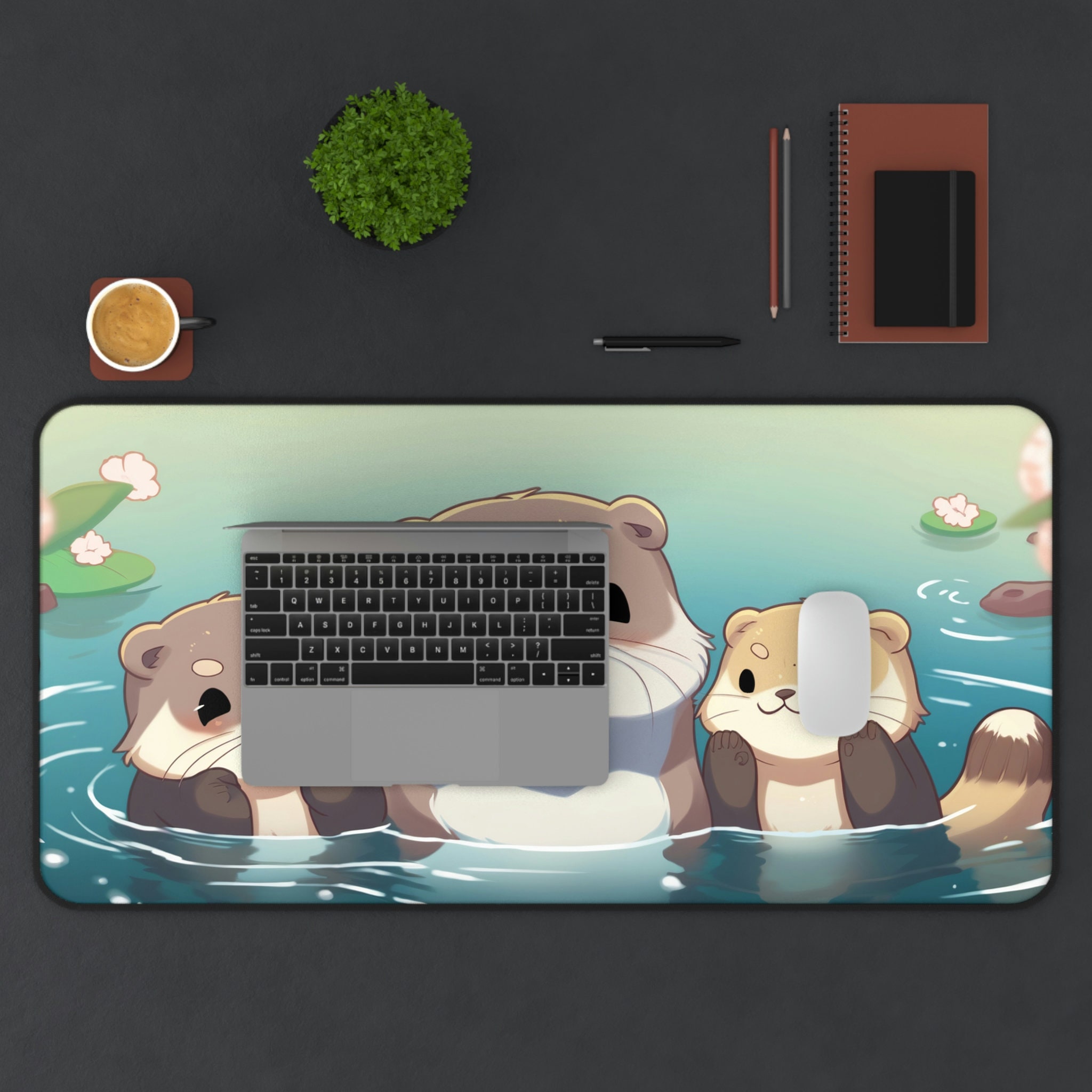Gaming Mousepad, Deskmat Art, Anime River Otters Gaming Mouse Pad/ Desk ...