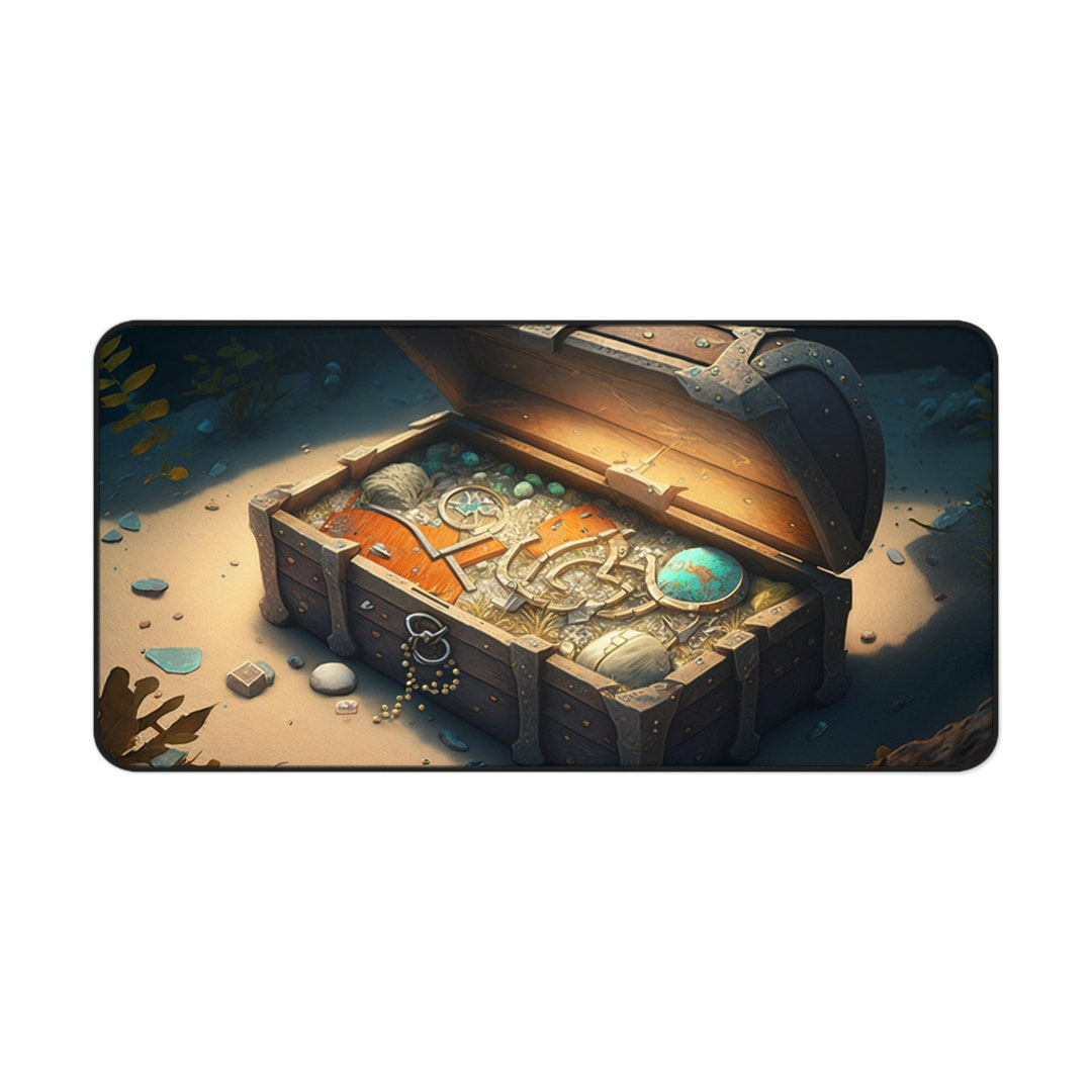 Gaming Mousepad, Deskmat Art, Island Cave Buried Treasure Gaming Mouse ...