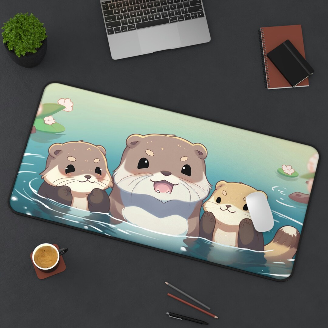 Gaming Mousepad, Deskmat Art, Anime River Otters Gaming Mouse Pad/ Desk ...