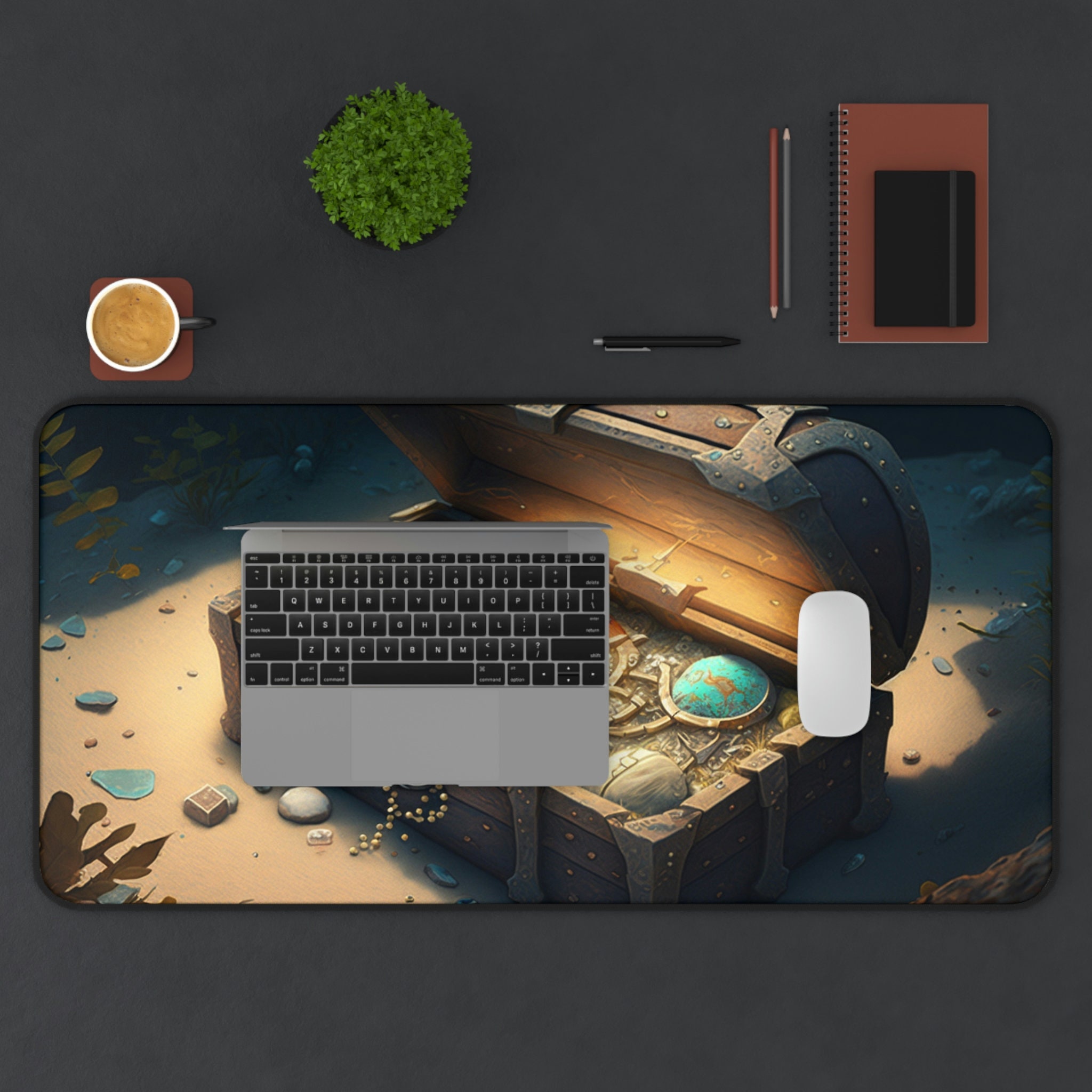 Gaming Mousepad, Deskmat Art, Island Cave Buried Treasure Gaming Mouse ...