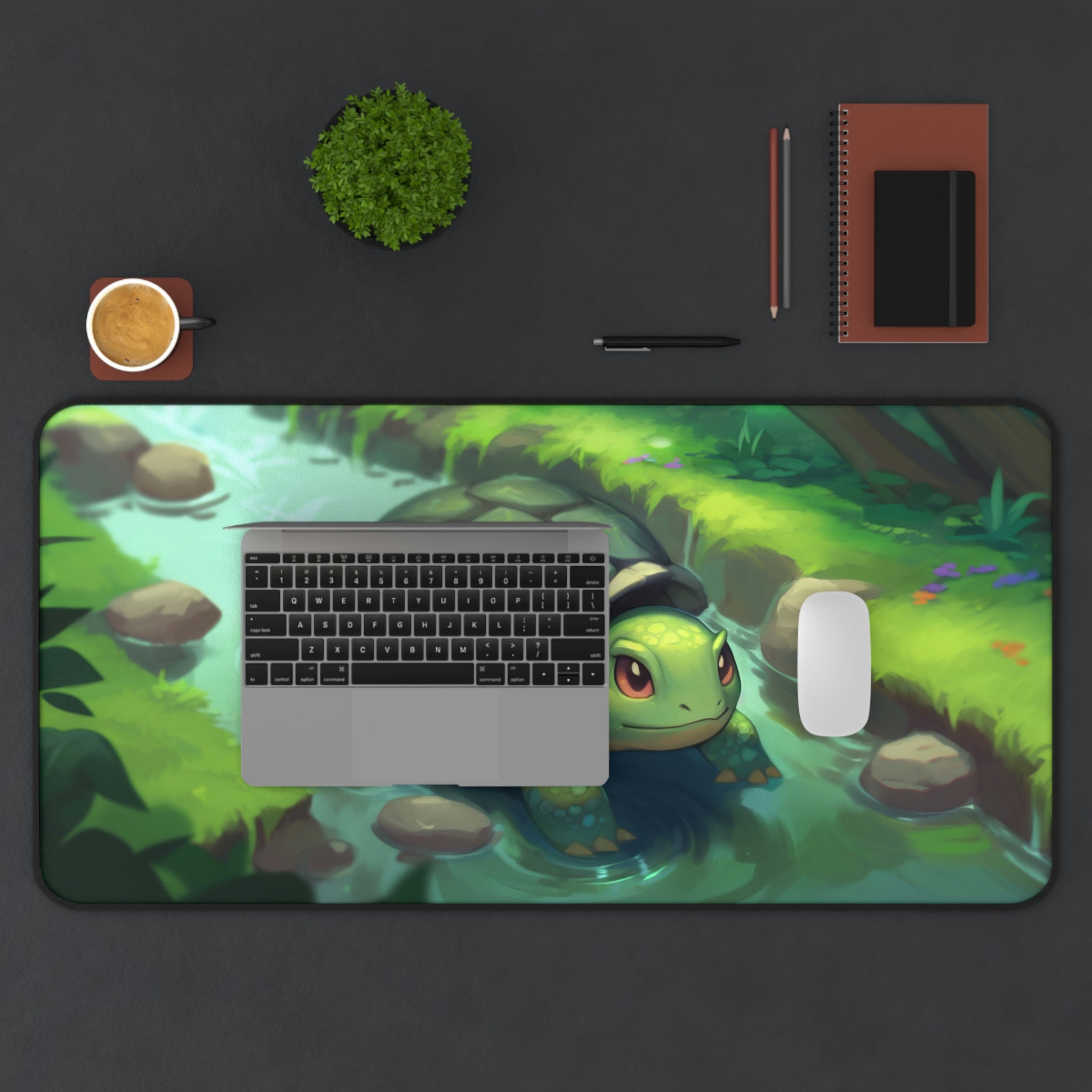 Gaming Mousepad, Deskmat Art, Cartoon Green River Turtle Gaming Mouse ...
