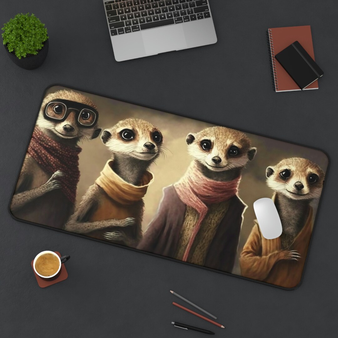 Gaming Mousepad, Deskmat Art, Cute Meerkat Family Gaming Mouse Pad ...