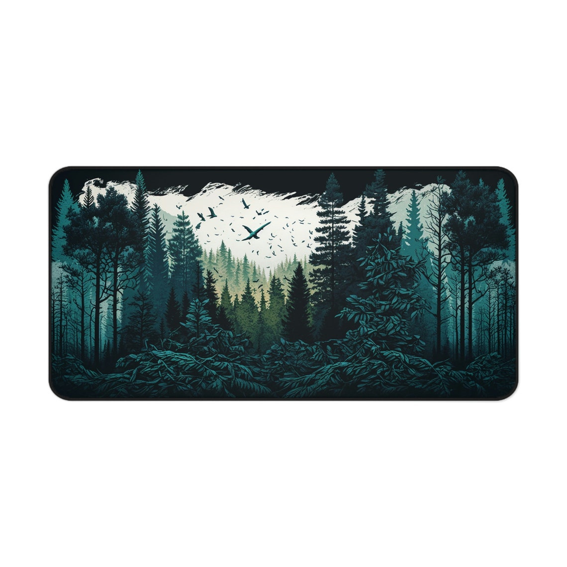Gaming Mousepad, Deskmat Art, Evergreen Forest Animation Green Gaming ...