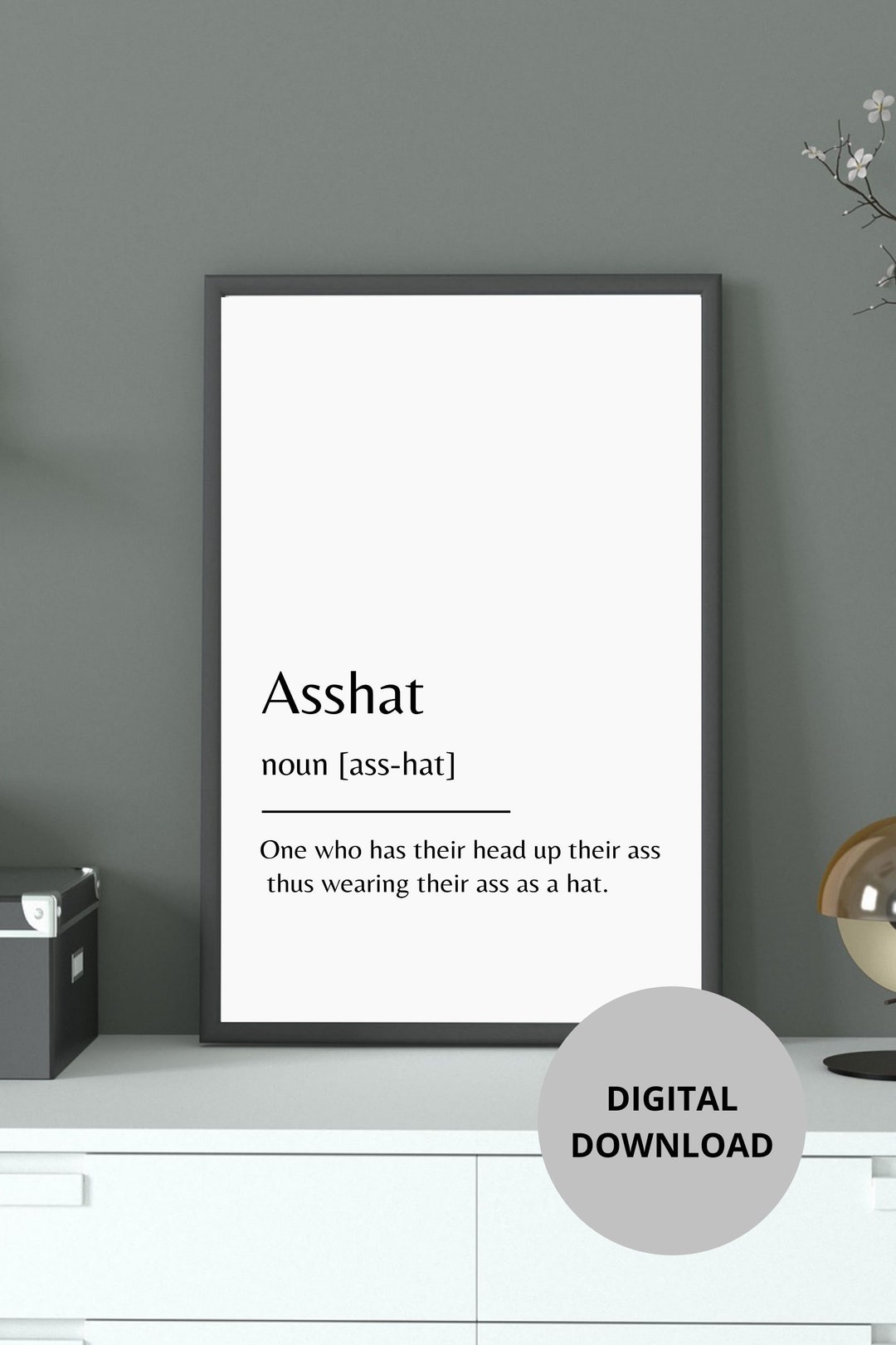Asshat Definition Wall Art. Minimalistic Bedroom Printable. - Etsy
