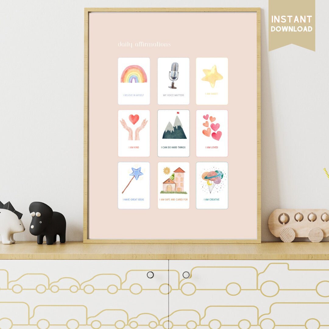 Kids Positive Affirmation Wall Art, Daily Affirmations Poster, Positive ...