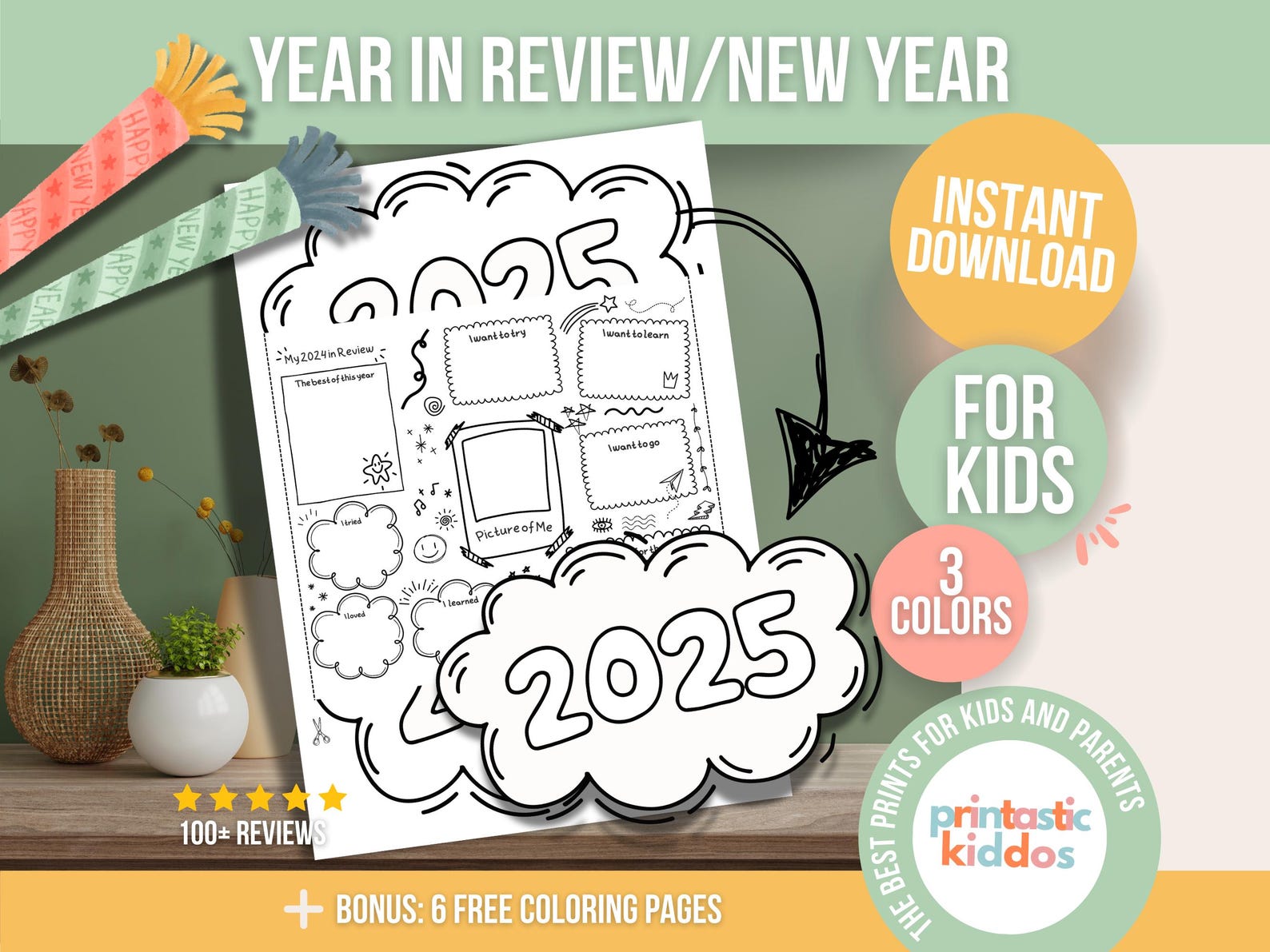 New Years Eve Activity for Kids - PRINTABLE New Years Activity for Kids ...