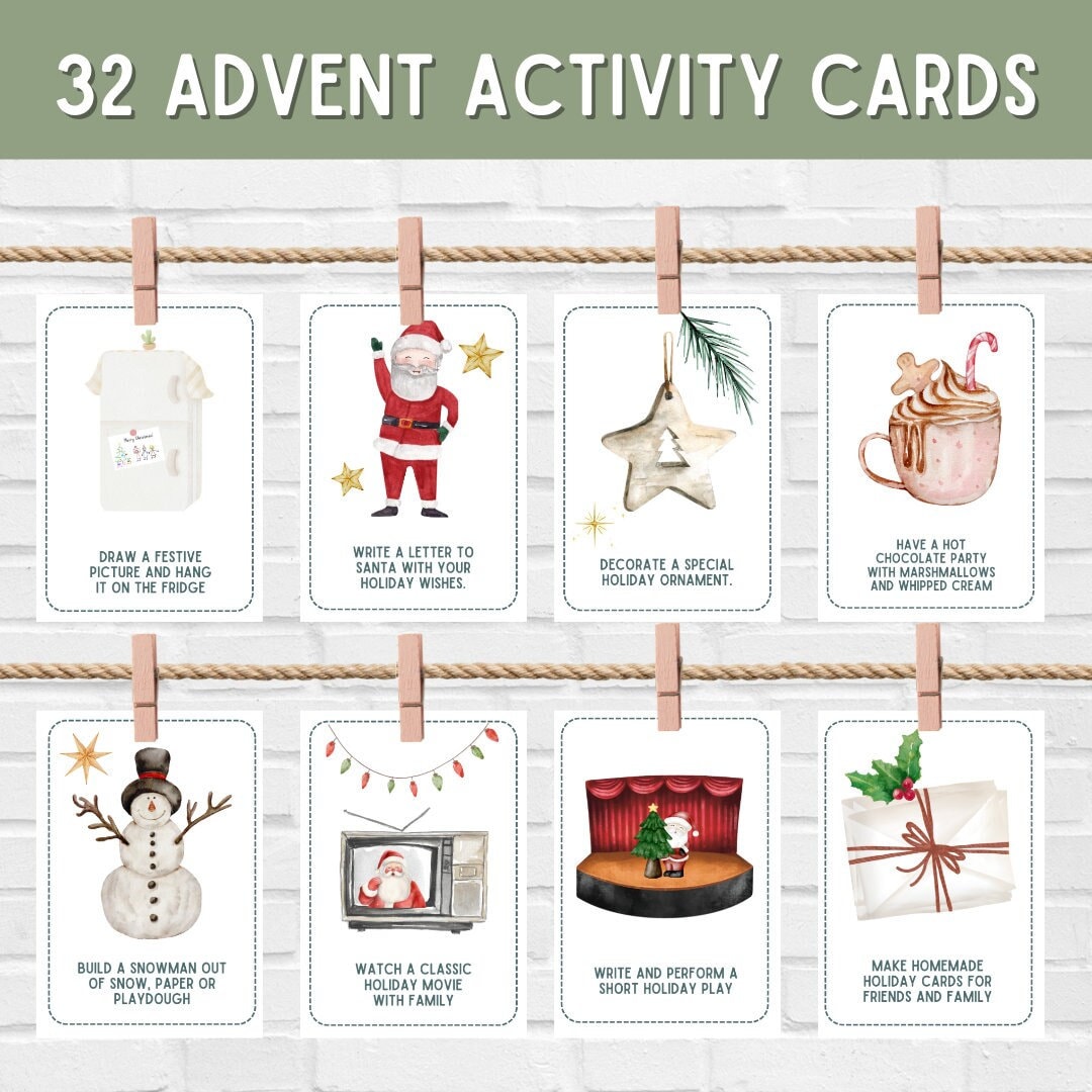 Printable Christmas Advent Activity Cards for Kids (PDF) - Etsy