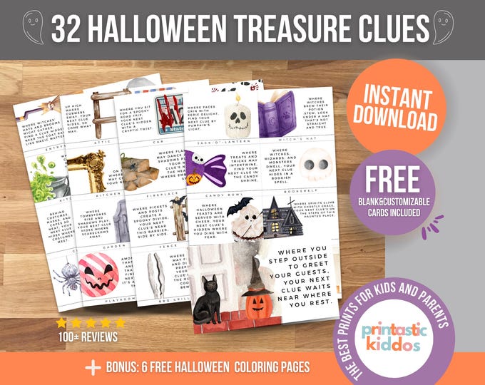 Halloween Scavenger Hunt Clues: Printable Treasure Hunt Game ...