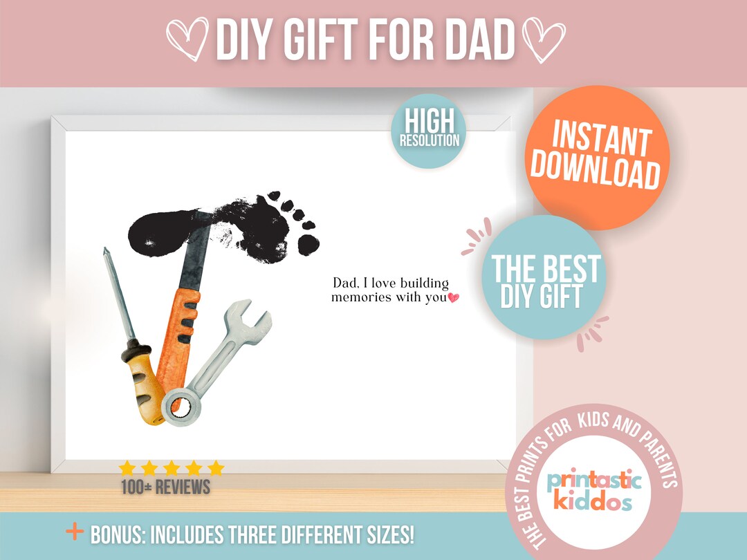 Father's Day Handprint Footprint Art Bundle: DIY Gift (digital Download ...