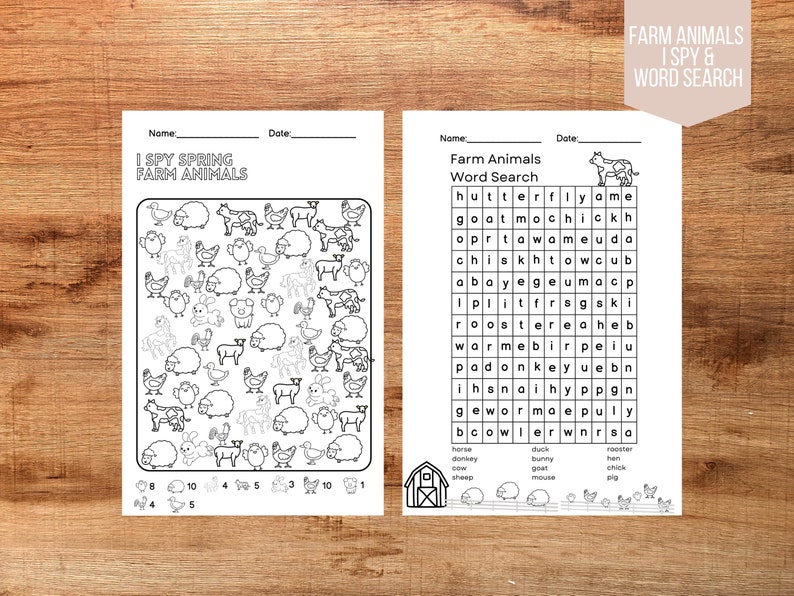 Farm Animals, Busy Book Printable, Printable Flashcards, Preschool Busy ...