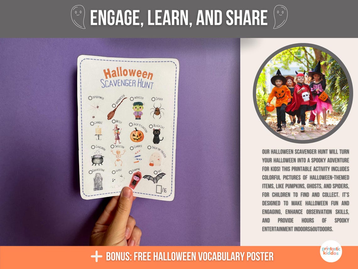 Printable Halloween Scavenger Hunt for Kids - Fun Halloween Party Game ...