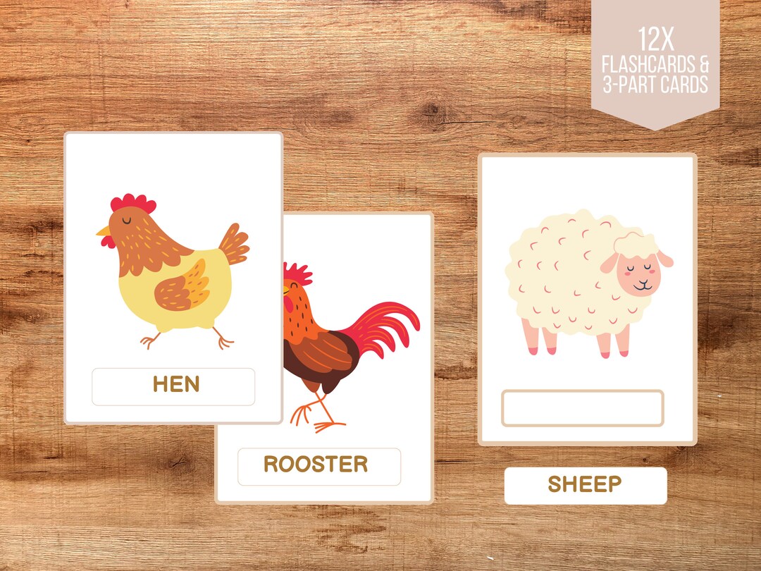 Farm Animals Flashcards: Spanish Vocabulary, Preschool Learning ...