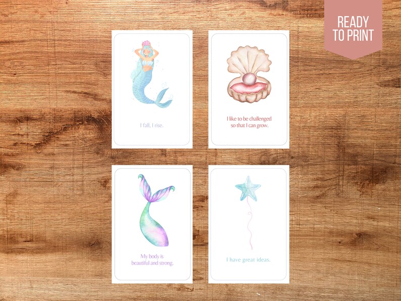 Mermaid Affirmation Cards for Kids: Positive Daily Flashcards (PDF) - Etsy