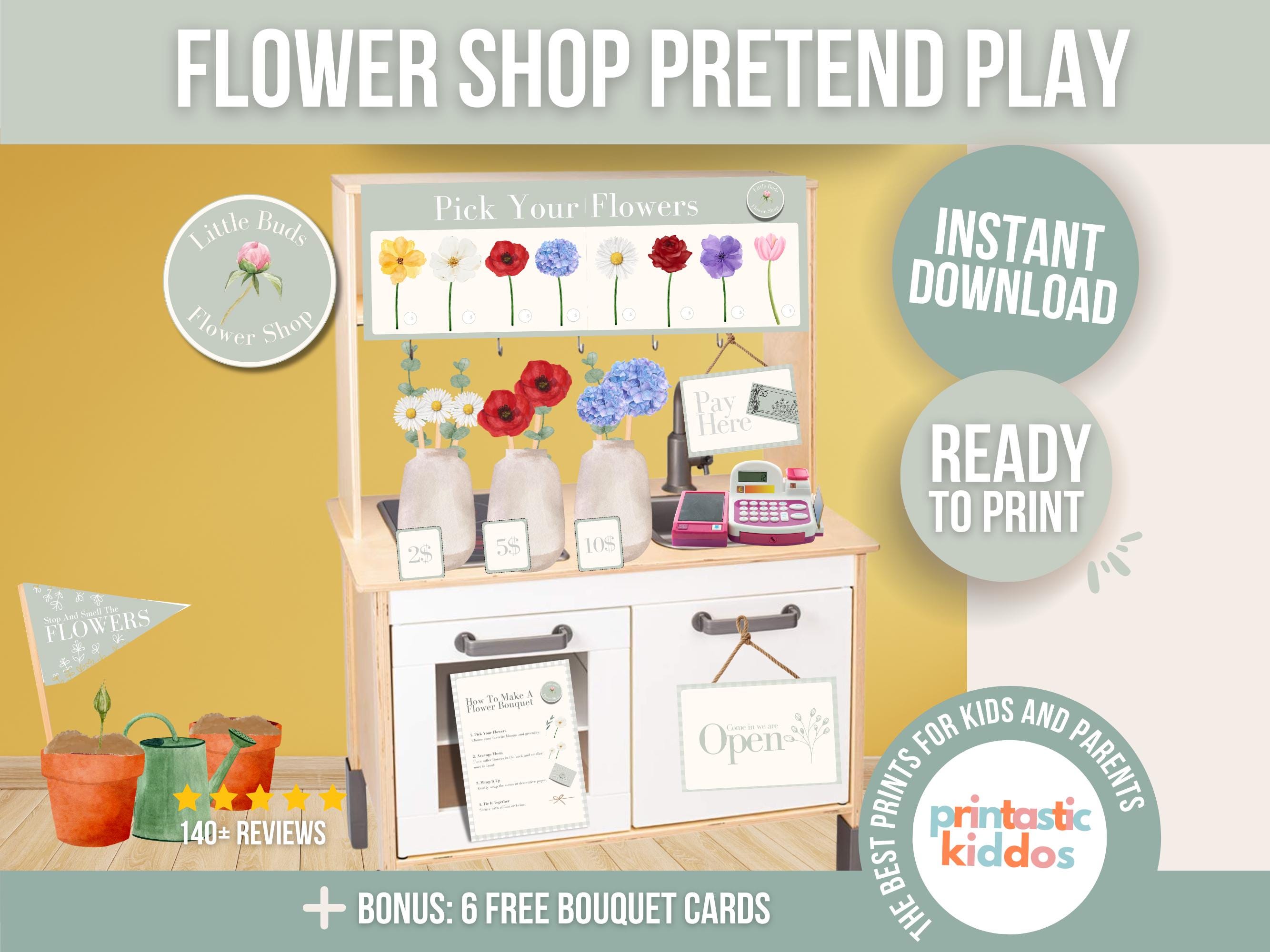 Flower Shop Pretend Play Set – Printable Kids Play Set, Florist Role ...