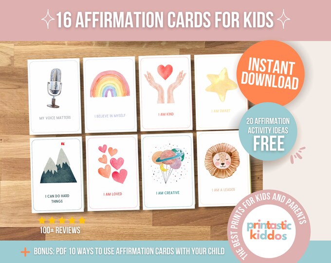 Printable Affirmation Cards for Kids| Set of 35 Positive Children’s ...