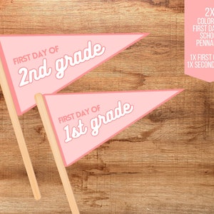 First Day of School Printable Pennant Flags, Custom Printable School ...
