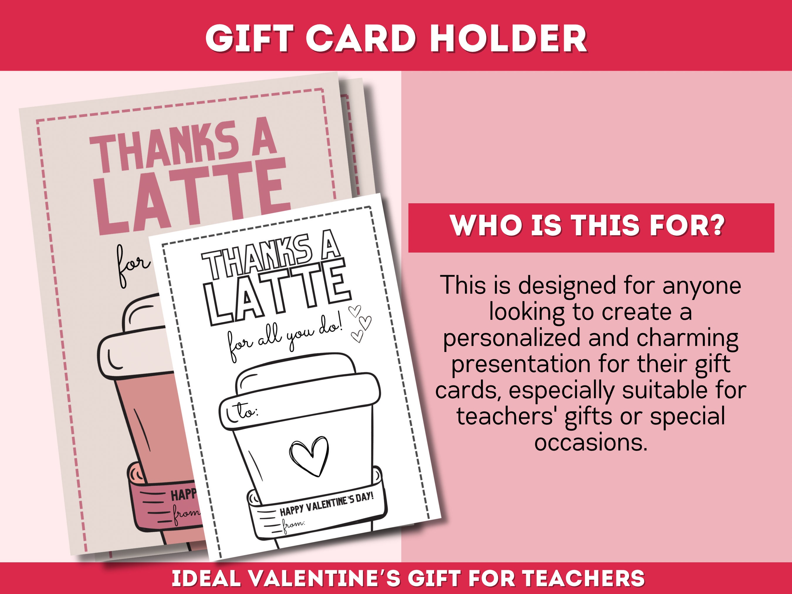 Printable Teacher Appreciation thanks a Latte Gift Card Holder ...