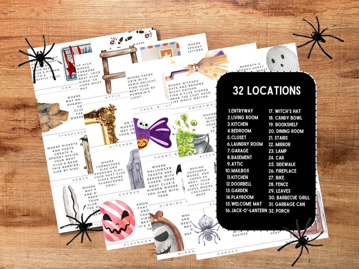 32 Halloween Treasure Hunt Clues Halloween Scavenger Hunt Clues ...