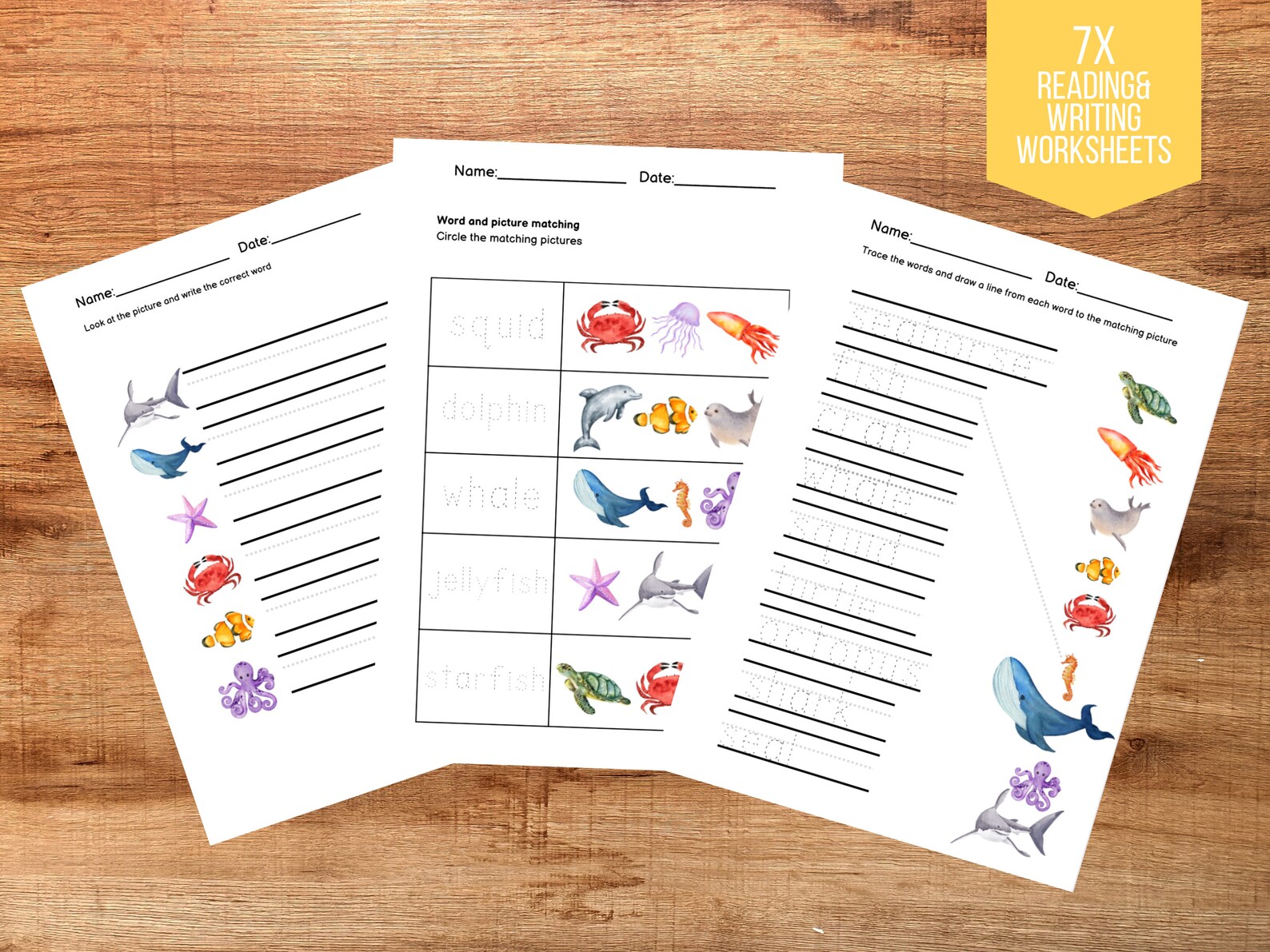 Sea Animals Activities Printable, Sea Animals Printables, Spelling and ...
