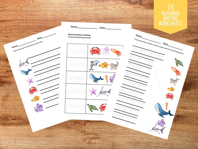 Sea Animals Activities Printable, Sea Animals Printables, Spelling and ...