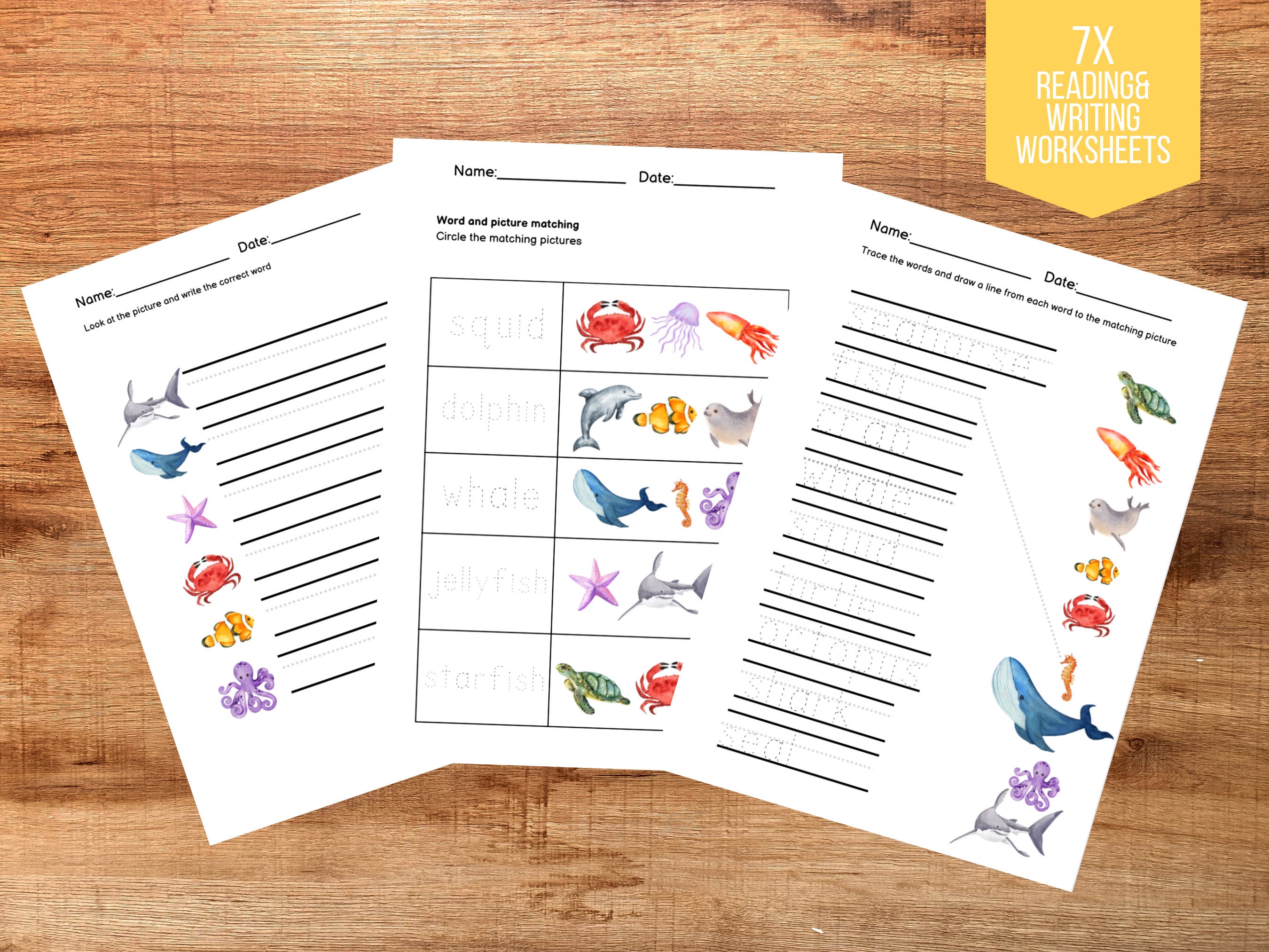 Sea Animals Activities Printable, Sea Animals Printables, Spelling and ...
