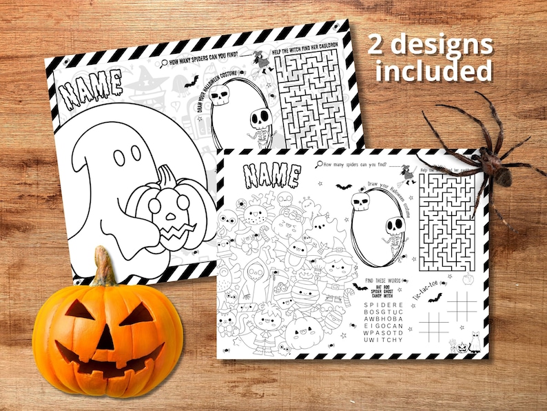 Editable Halloween Coloring Page Halloween Activity Placemat - Etsy