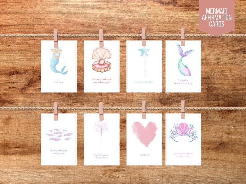 Mermaid Affirmation Cards for Kids: Positive Daily Flashcards (PDF) - Etsy