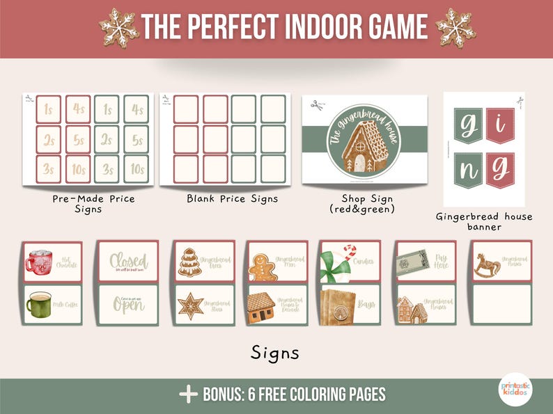 Gingerbread Bakery Pretend Play Set – Printable Christmas Dramatic Play ...
