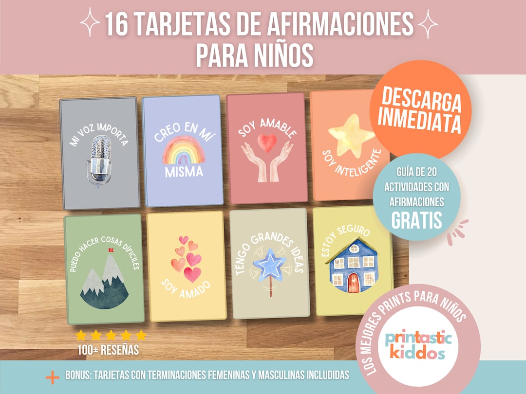 Spanish Affirmation Cards for Kids: Positive Self-esteem (PDF) - Etsy