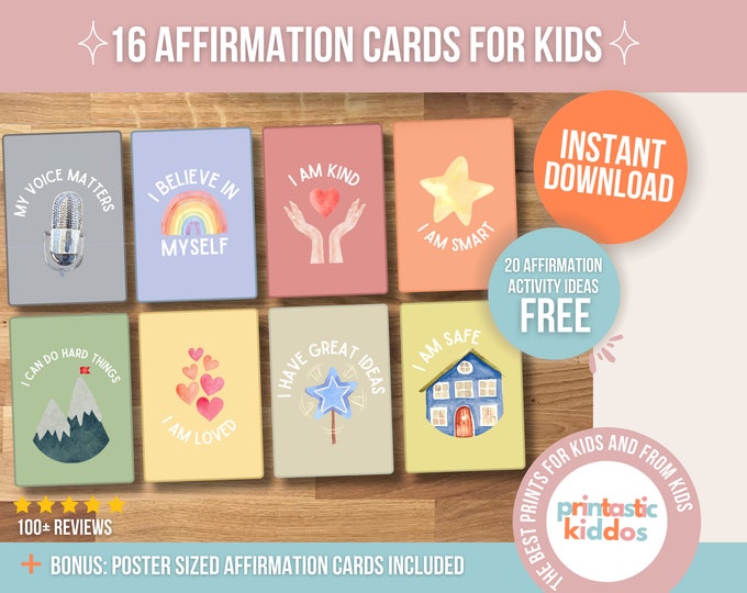 Printable Affirmation Cards for Kids| Set of 35 Positive Children’s ...