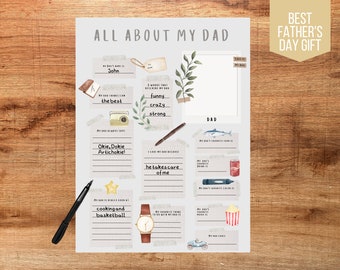 All About My Dad Questionnaire, Father's Day Craft, Father's Day ...