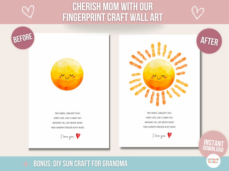 Mothers Day Handprint Keepsake Art, Mother's Day Gift for Mom, Mother's ...