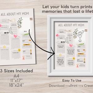 Mothers Day Printable Gift, Mother's Day Cards for Kids, All About My ...