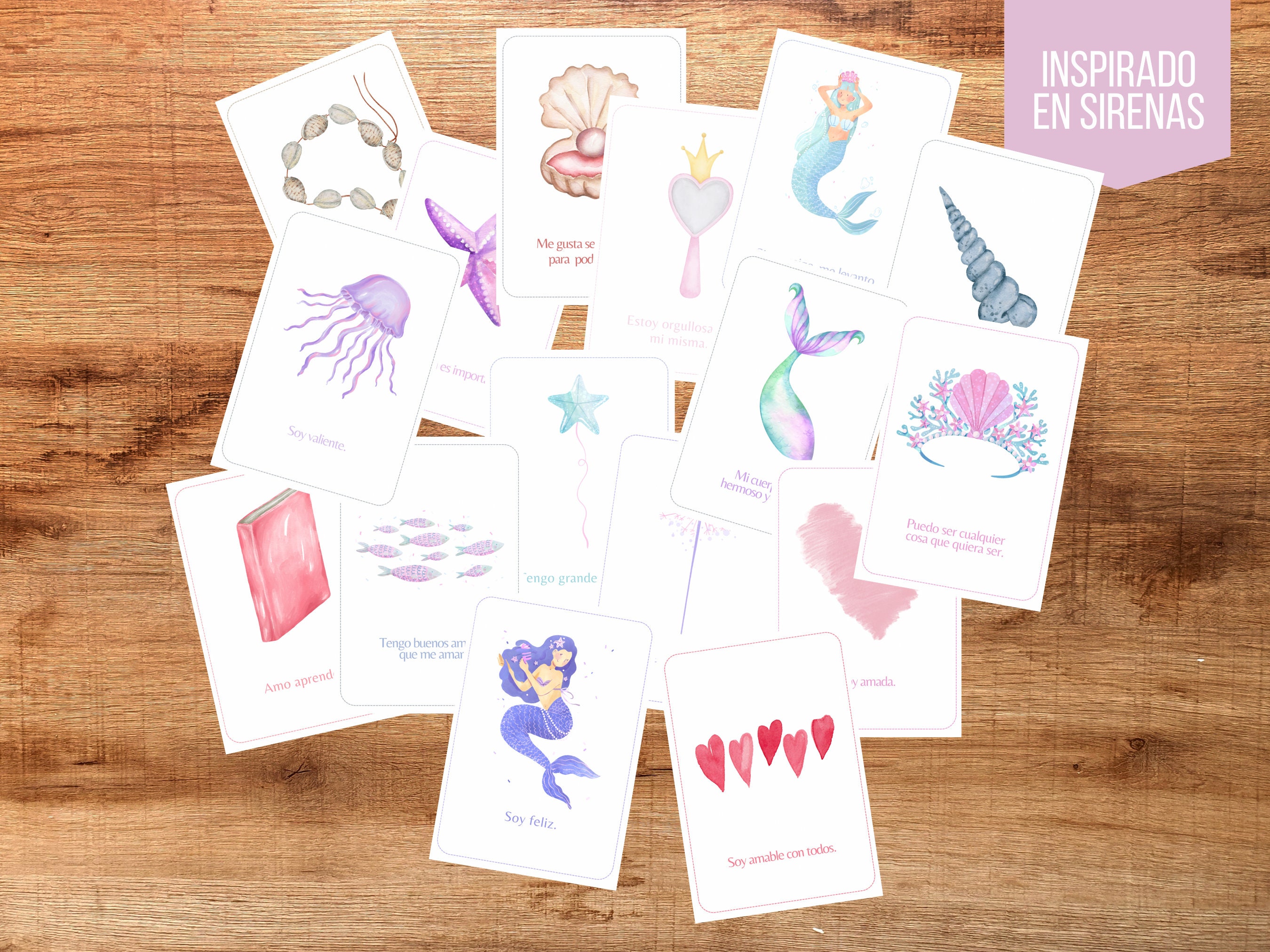 Mermaid Positive Affirmation Cards for Kids in Spanish (digital ...