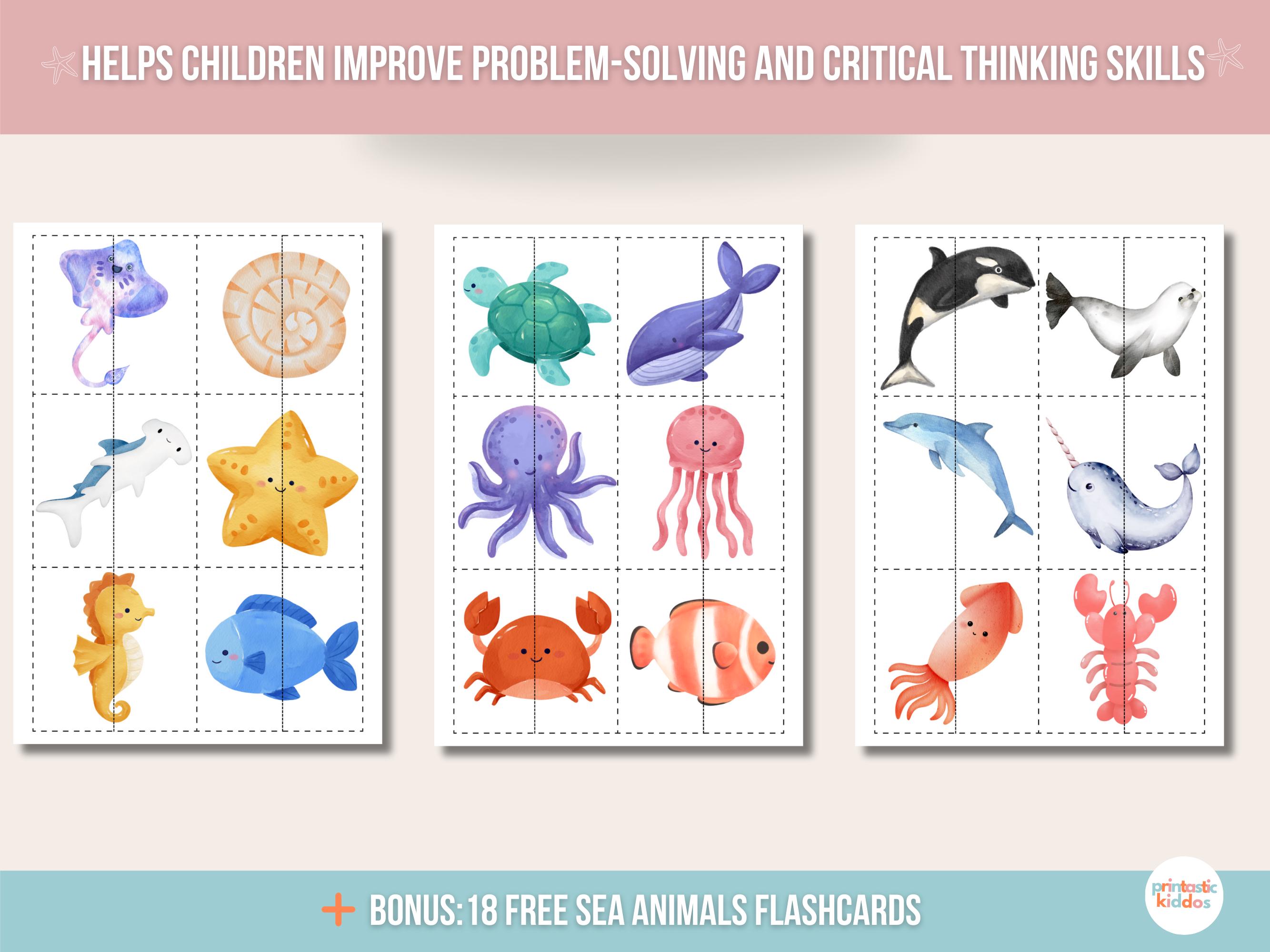 Sea Animals Matching Game for Kids, Animal Matching Activity, Animals ...