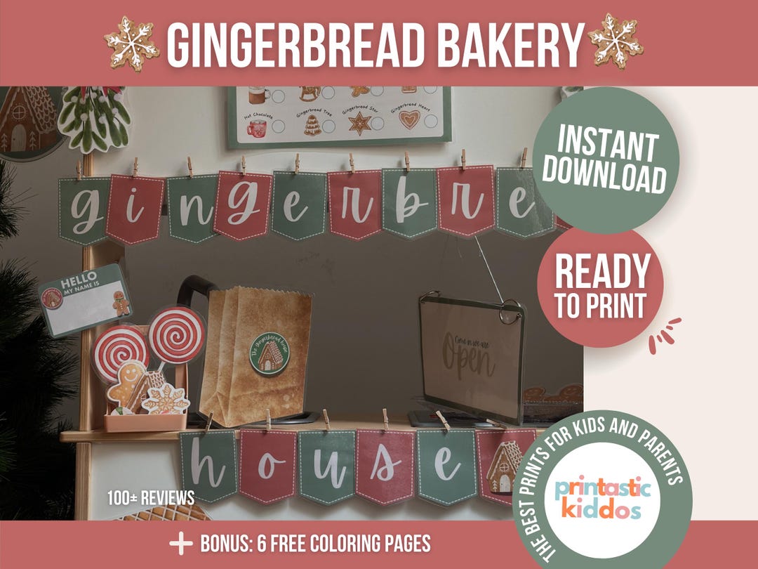 Gingerbread Bakery Pretend Play Set – Printable Christmas Dramatic Play ...