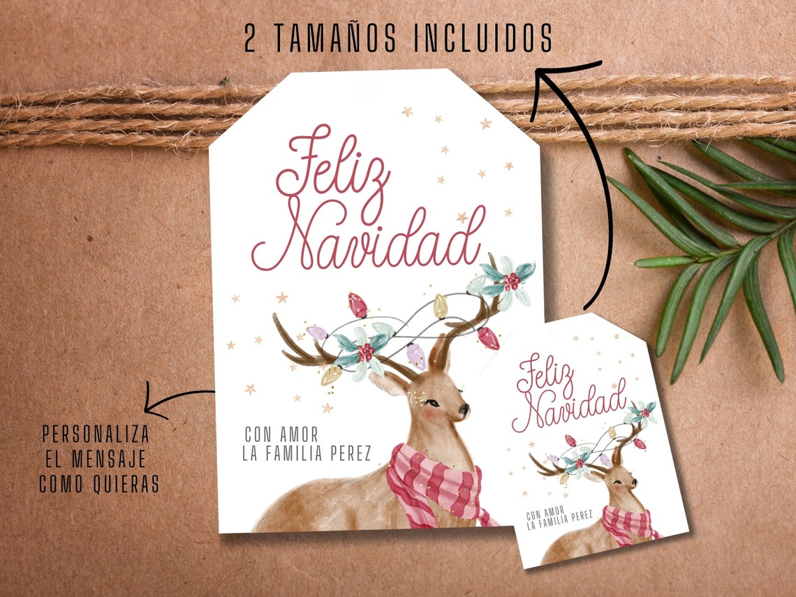 Editable Feliz Navidad Tag, Spanish Christmas Gift Tags, Printable ...