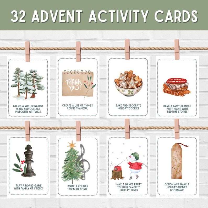 Printable Christmas Advent Activity Cards for Kids (PDF) - Etsy