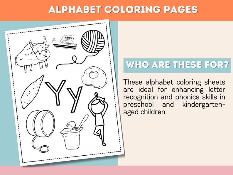 Alphabet Coloring Pages: Preschool Learning Activity (PDF Pattern) - Etsy