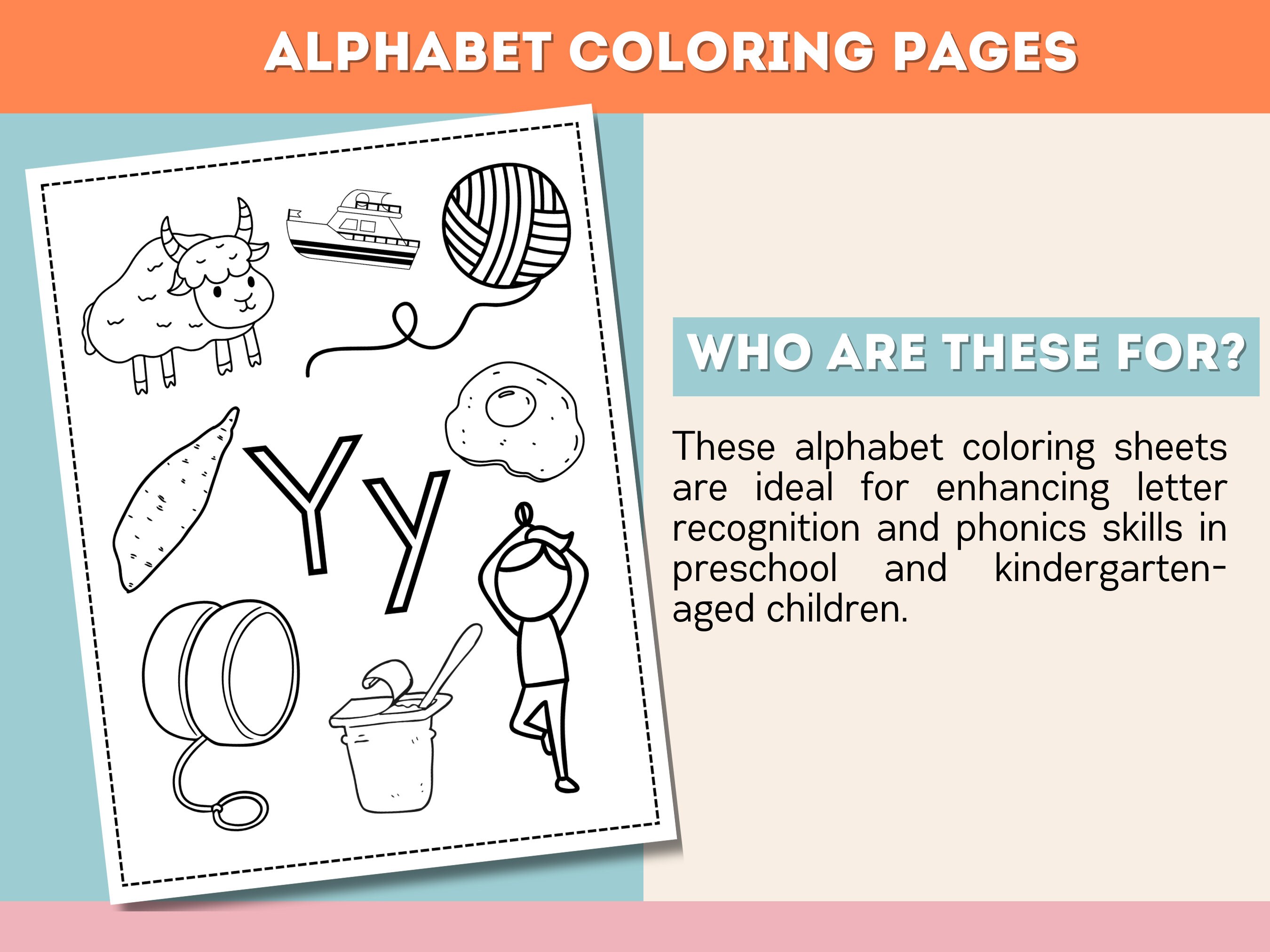 Alphabet Coloring Pages: Preschool Learning Activity (PDF Pattern) - Etsy