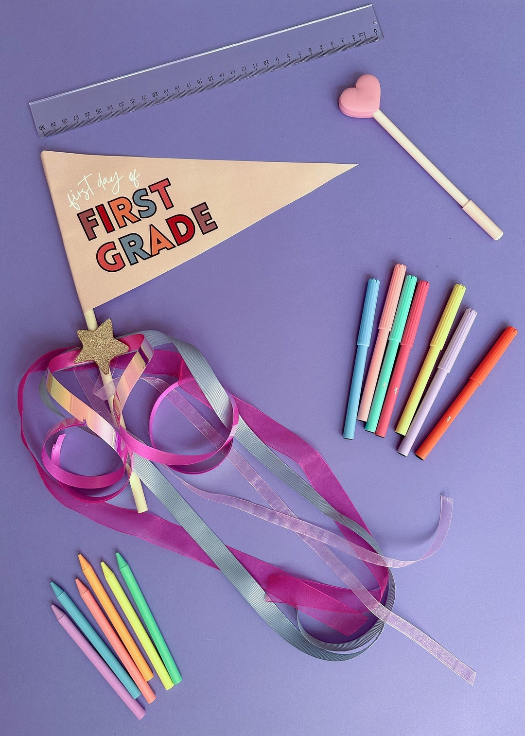 First Day of School Pennant Flag • Pennant Flag Printable • 1st Day of ...