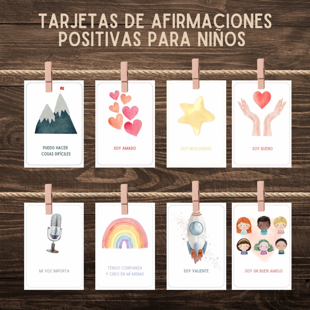 Tarjetas de afirmaciones positivas para niños en español / Positive ...
