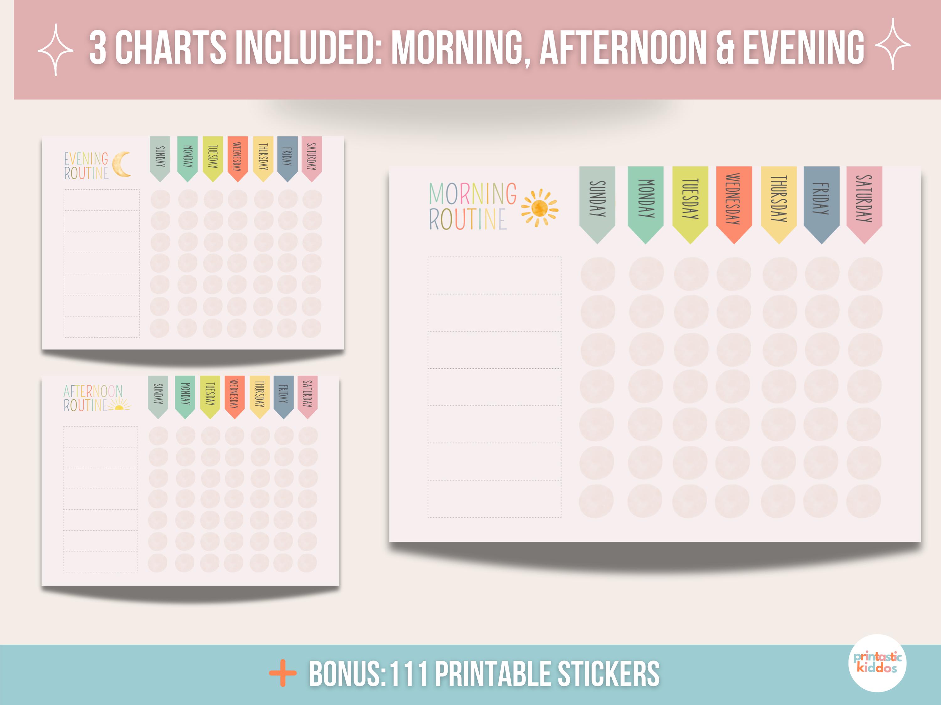 Personalized Kids Routine Chart, Printable Morning Evening Routine ...