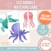 Sea Animals Matching Game: Toddler Learning Activity (digital Download ...