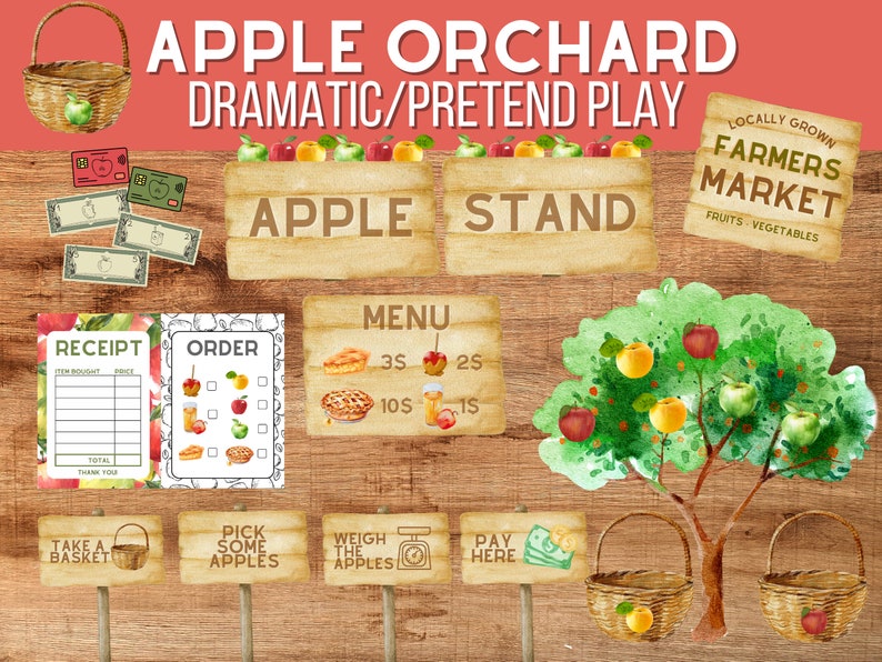 Apple Orchard Dramatic Play, Pretend Play Printables, Role Play for ...