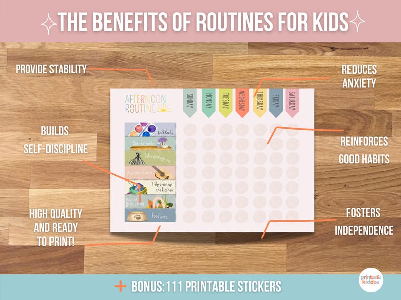 Visual Schedule for Kids, Reward Chart With Stickers, Daily Routine ...