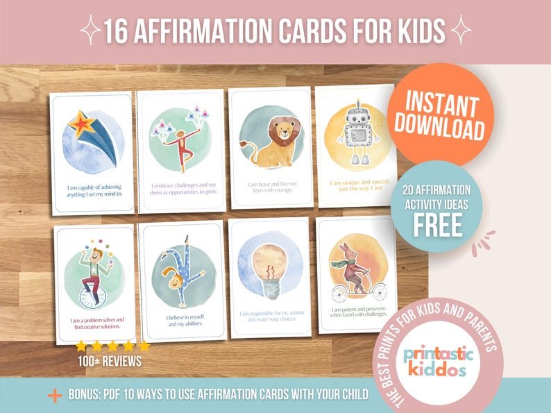 Printable Affirmation Cards for Kids: Positive Empowerment (digital ...