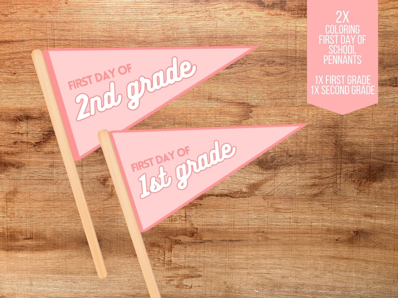 First Day of School Printable Pennant Flags Custom Printable - Etsy