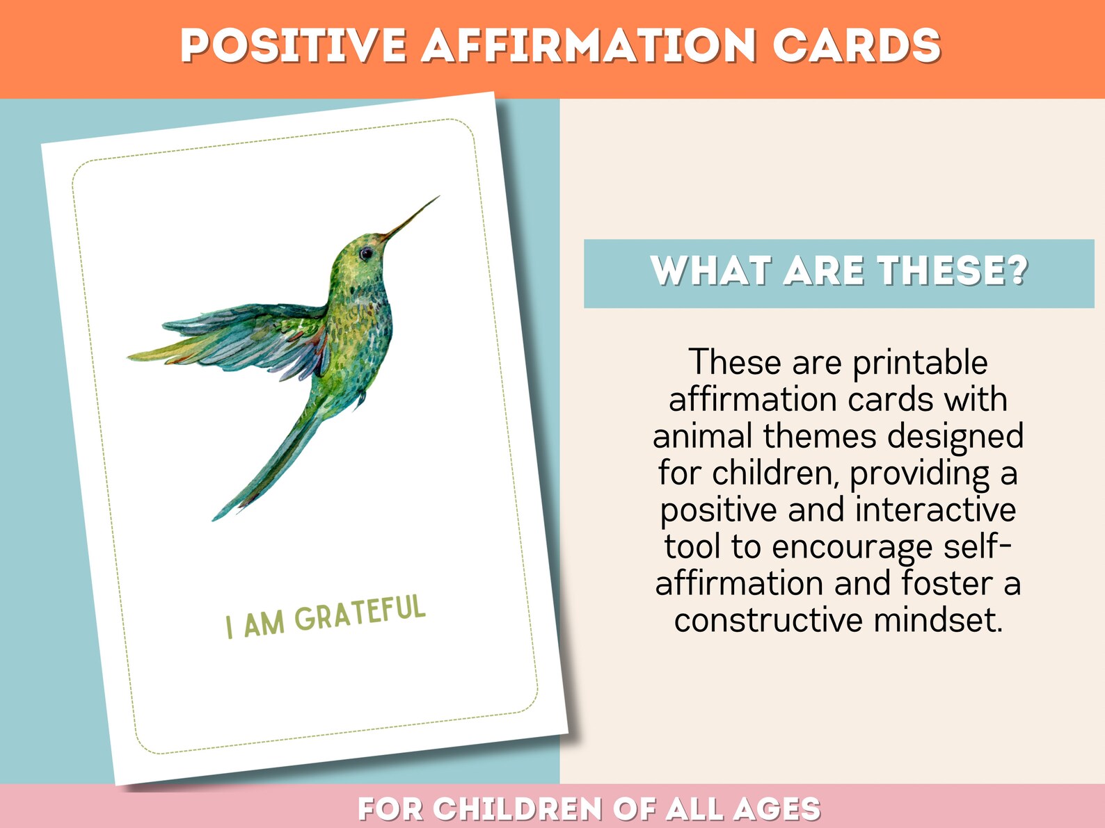 Printable Affirmation Cards for Kids, Positive Learning Flashcards ...